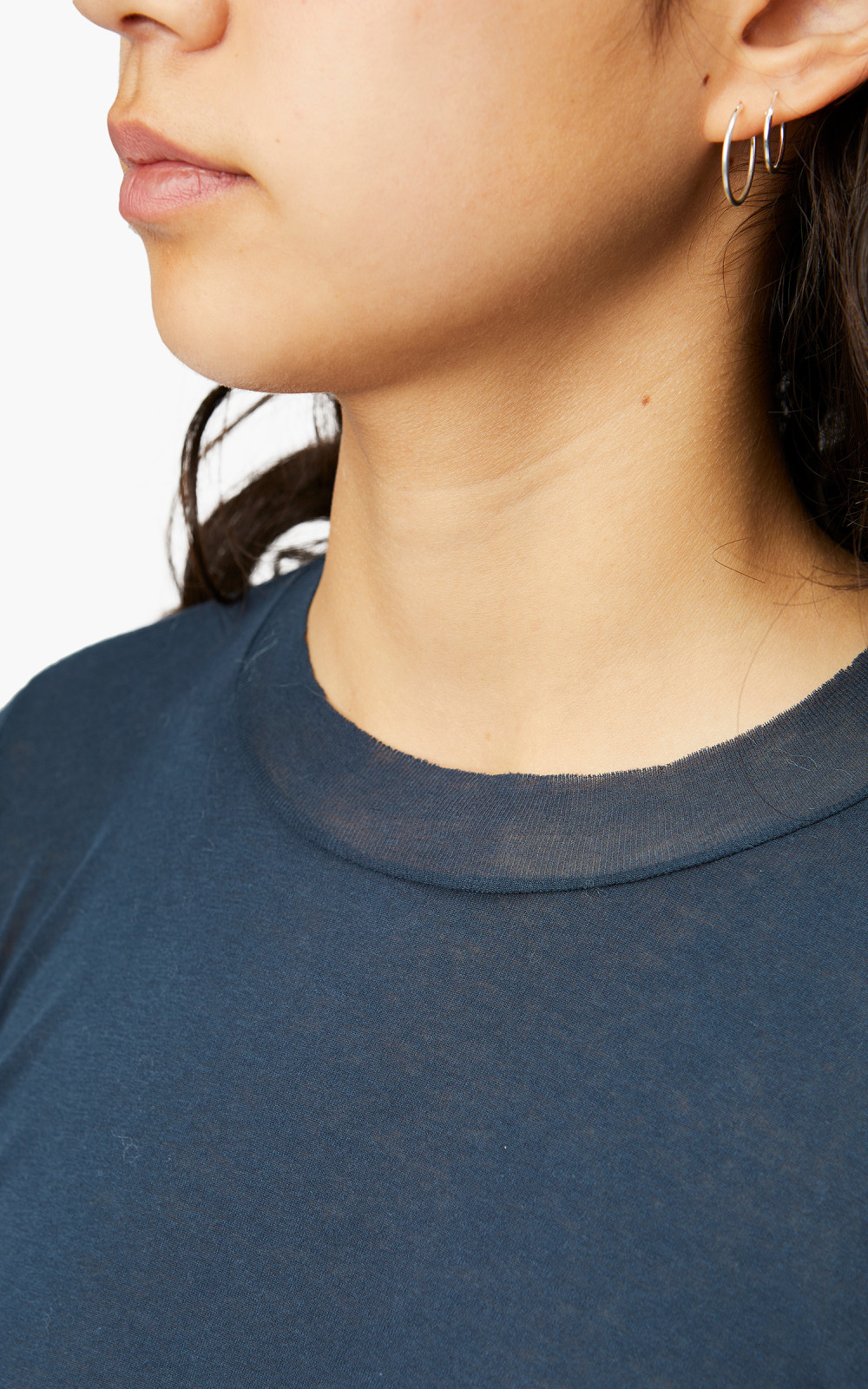 Auralee W High Gauge Sheer Rib L/S Tee Navy Blue | Cultizm Auralee W High Gauge Sheer Rib L/S Tee Navy Blue | Cultizm