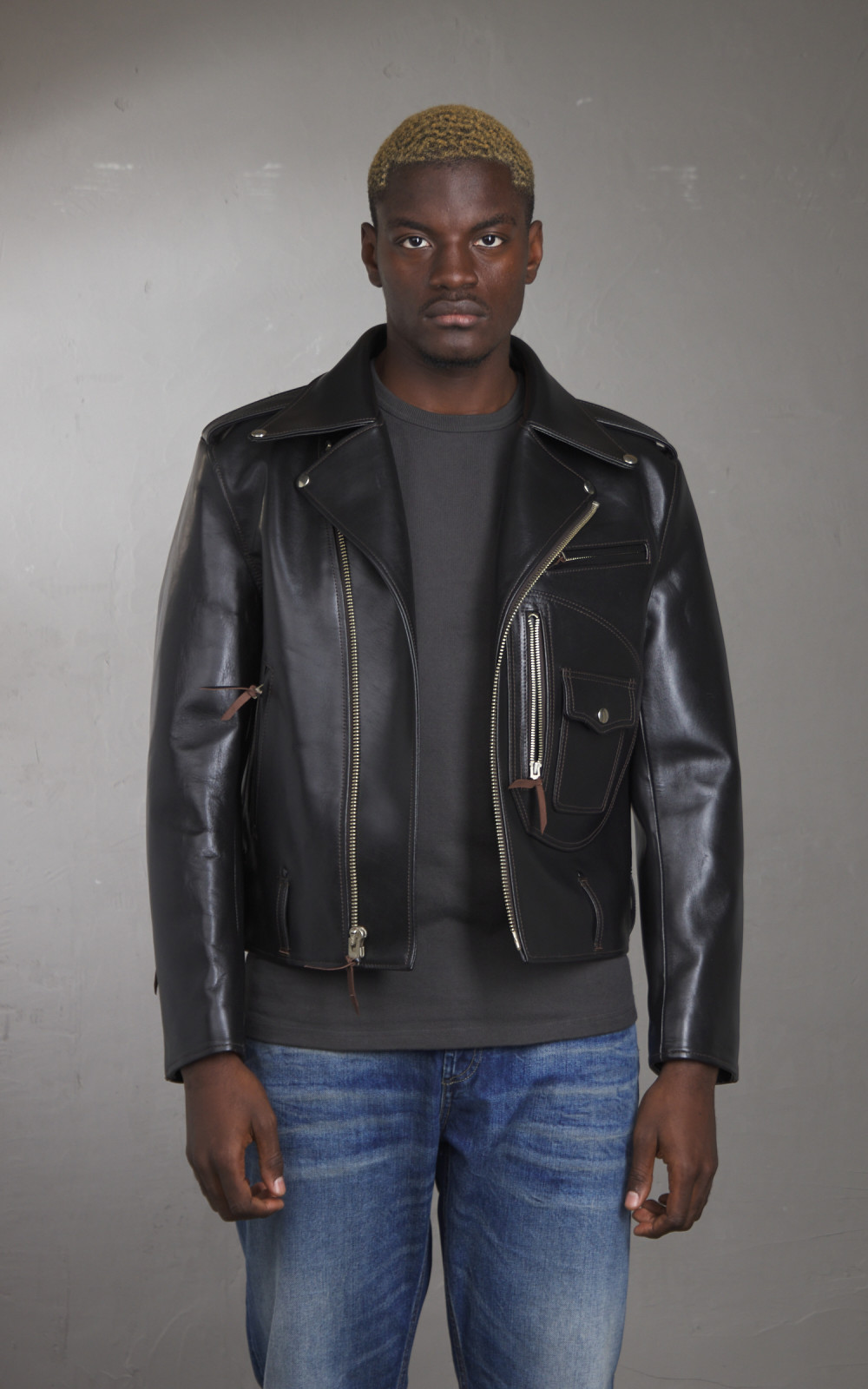 Y'2 Leather HR-55 Horsehide Leather Vintage D-Pocket Double Y'2 Leather HR-55 Horsehide Leather Vintage D-Pocket Double