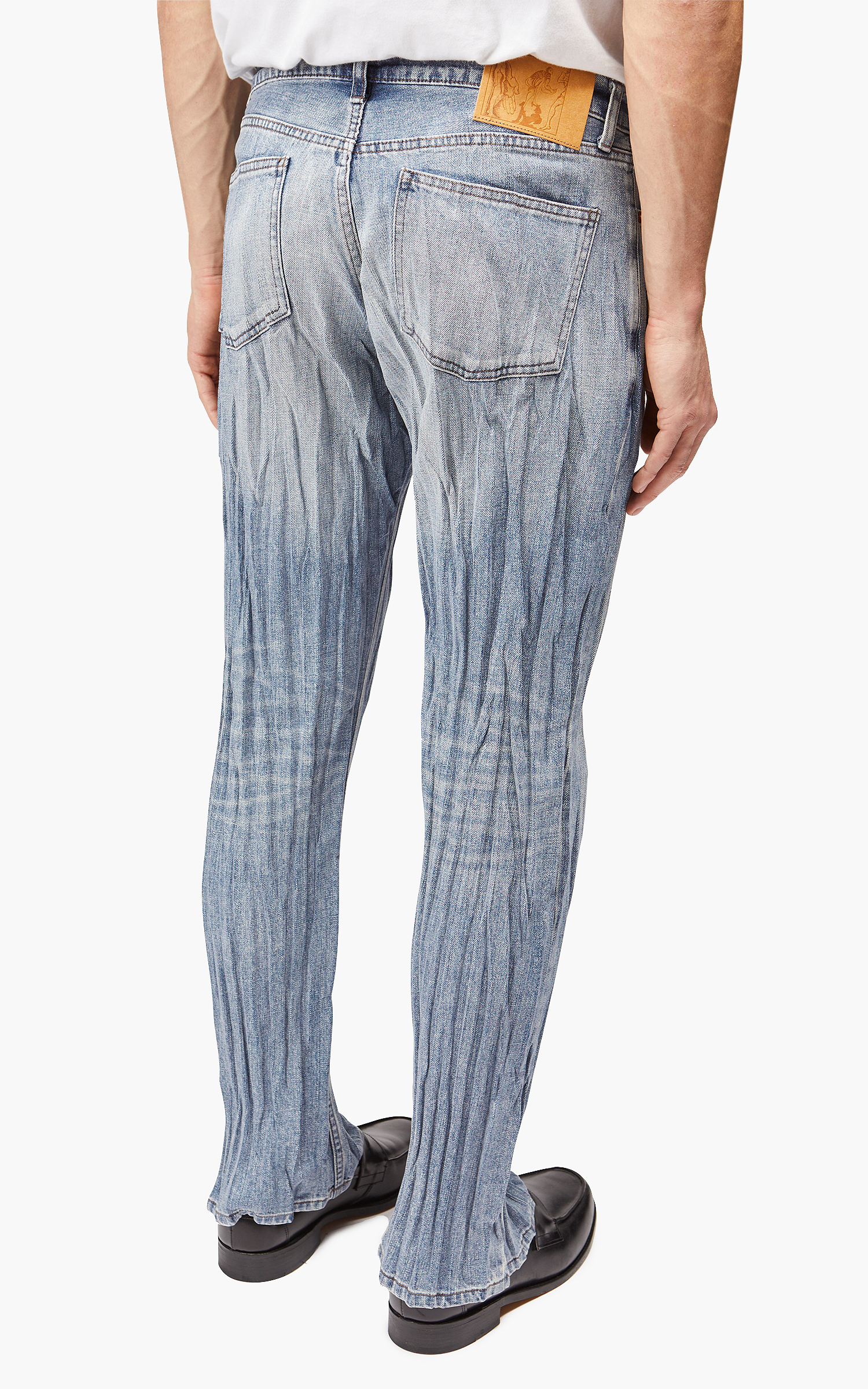 Martine Rose Crinkle Straight Leg Jeans Blue Cultizm