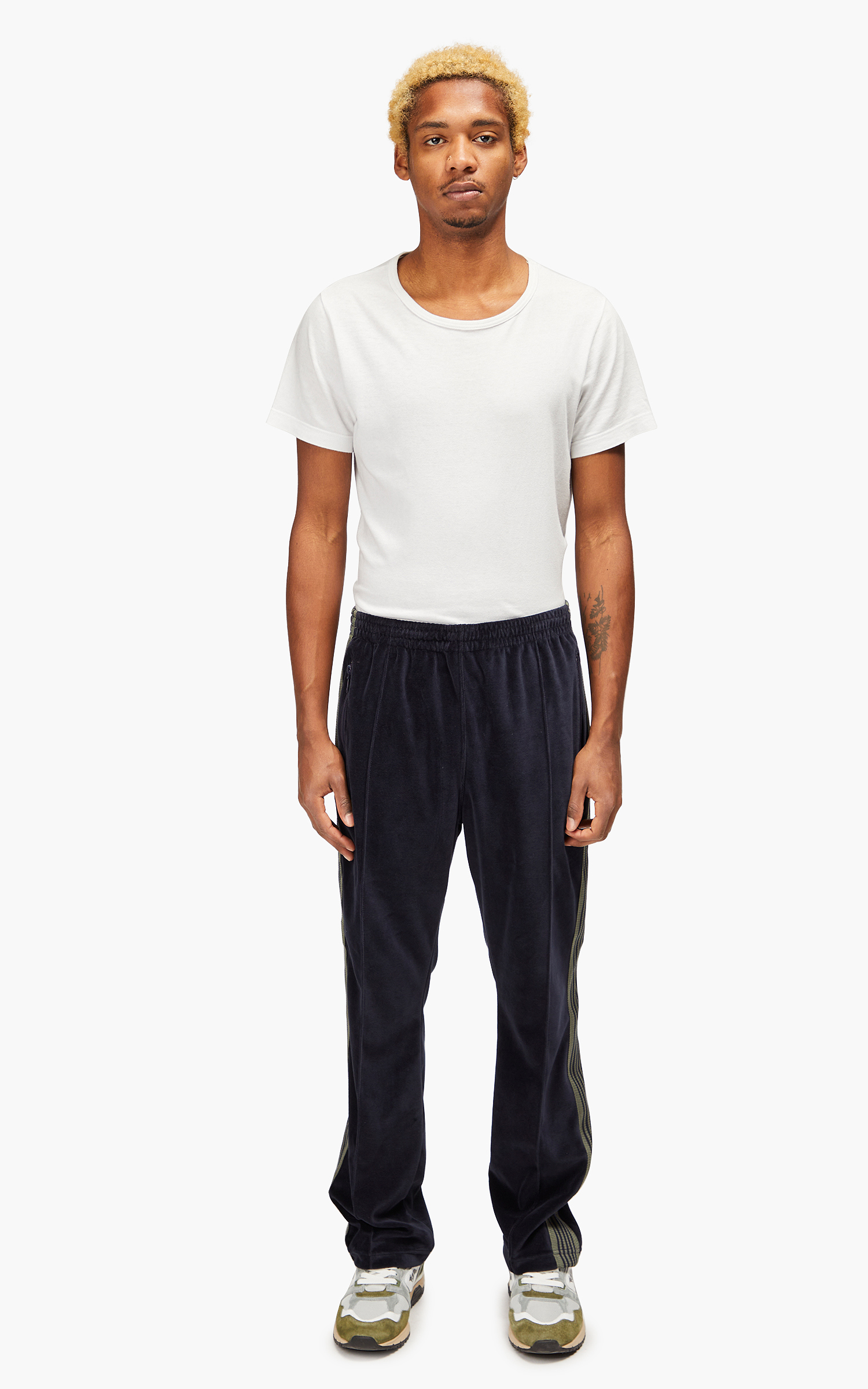 Needles Narrow Track Pant C/Pe Velour Navy | Cultizm Needles Narrow Track Pant C/Pe Velour Navy | Cultizm