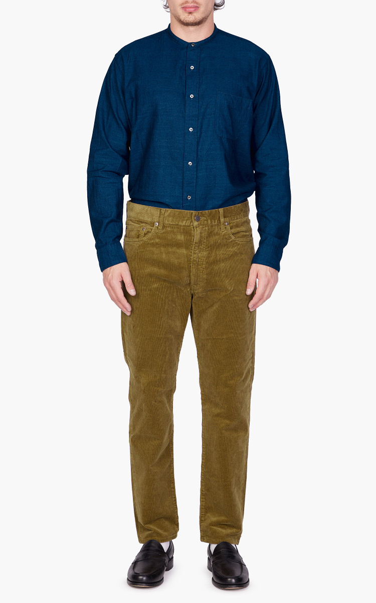 Beams Plus Classic Fit Chambray Band Collar Shirt Indigo | Cultizm Beams Plus Classic Fit Chambray Band Collar Shirt Indigo | Cultizm